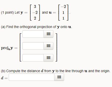 Solved And U A Find The Orthogonal Projection Of Y Chegg