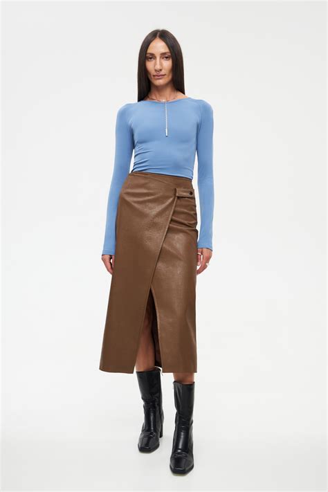 Юбка миди из эко кожи — Shi Shi