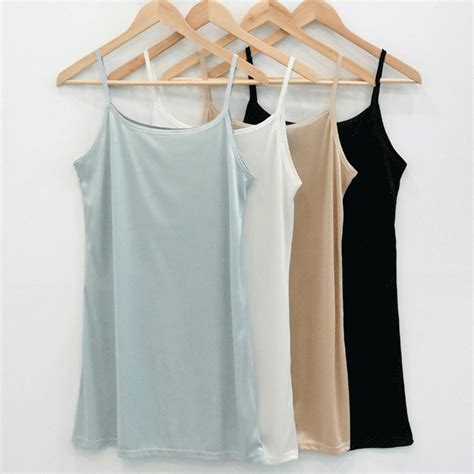 Only룸제이💚최저가원피스기장 글로시 실켓 슬립 원피스 이너 롱 끈 나시 에이블리