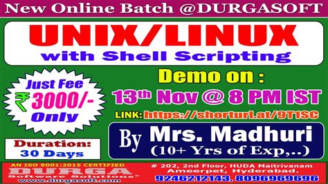 unix linux with shell scripting online training durgasoft youtube