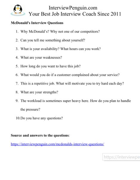 Top 10 Mcdonalds Interview Questions And Answers 2023 Edition