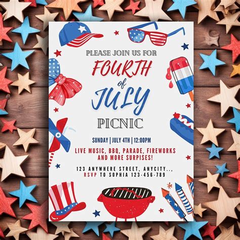 July 4th Party Invitation Template 4th Of July Invitation July 4th