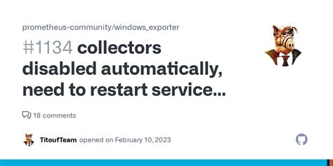 Collectors Disabled Automatically Need To Restart Service To Re Enable Collectors · Issue 1134