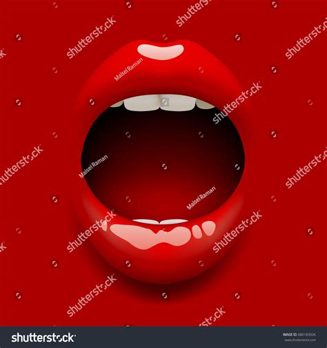 Womans Open Mouth Glossy Sexy Lips Stock Vector Royalty Free Shutterstock