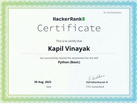 kapil vinayak on linkedin python codingjourney hackerrankcertified