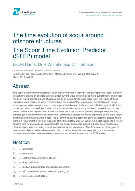 Pdf The Time Evolution Of Scour Around Offshore Structures