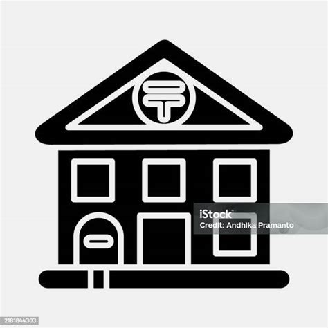 아이콘 우체국 건물 요소 글리프 스타일의 아이콘입니다 인쇄물 웹 포스터 로고 사이트 계획 지도 인포그래픽 등에 적합합니다 건축에 대한 스톡 벡터 아트 및 기타 이미지