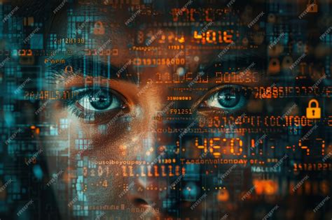 Collage Depicting A Face With Layers Of Cybersecurity Symbols Such As Padlocks And Encryption