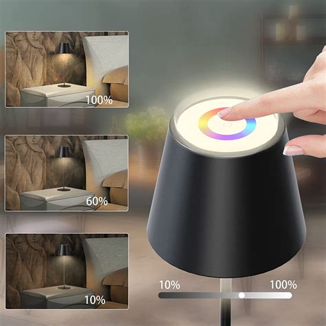 Комплект 2 безжични настолни лампи Led Rgb Сензорен бутон Водоустойчив Ip45 Emag Bg