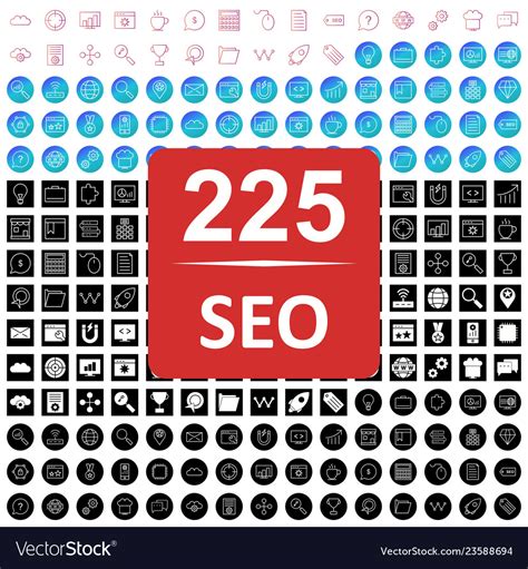 set of seo search engine optimization icons vector image