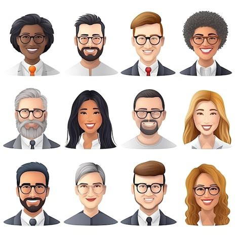 사람들의 아바타 세트가 있는 만화 캐릭터 프리미엄 사진