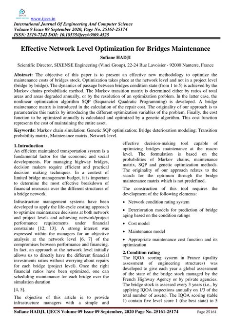 Pdf Effective Network Level Optimization For Bridges Maintenance