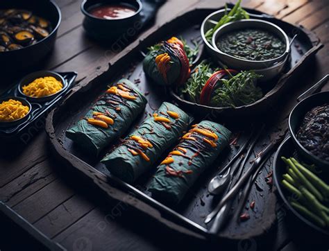 Delicious Kimbap At Cafe Background Rice Korean Delicious Background