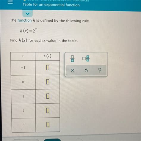 Solved Table For An Exponential Function The Function H Is Chegg Com