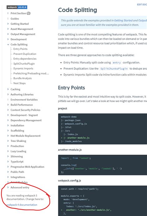 webpack code splitting invalid configuration object stack overflow