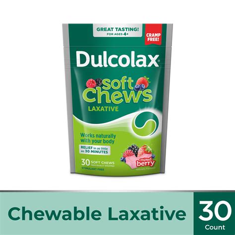 Dulcolax Magnesium Hydroxide Laxative Chewable Bites For Constipation Relief 1200 Mg 30 Soft