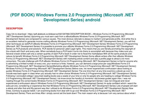 Ppt Pdf Book Windows Forms 20 Programming Microsoft Net Development Series And