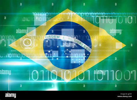 Composite 3d Image Of Blue Technology Design With Binary Code Stock