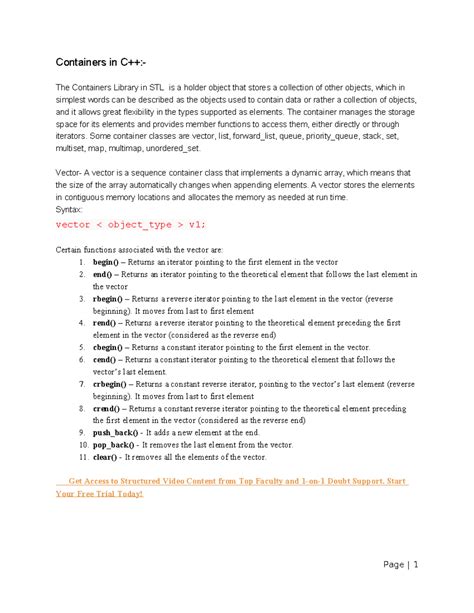 Cpp Basic Containers In C The Containers Library In Stl Is A Holder Object That Stores A