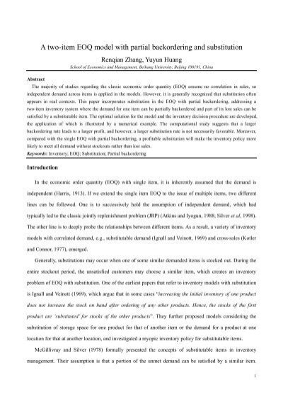 A Two Item Eoq Model With Partial Backordering And Substitution