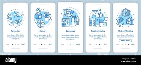 Cognitive Processes Onboarding Mobile App Page Screen With Concepts Perception And Memory