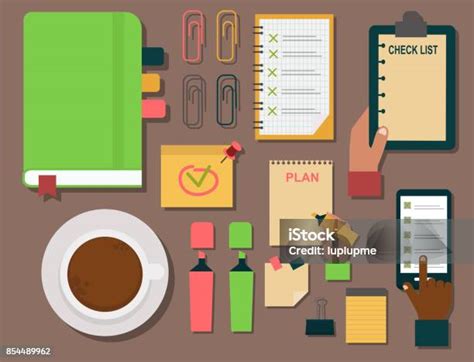 벡터 노트북 의제 사업 참고 계획 작업 알림 플래너 구성 그림 개념에 대한 스톡 벡터 아트 및 기타 이미지 개념 개성 개념 거리표식 Istock