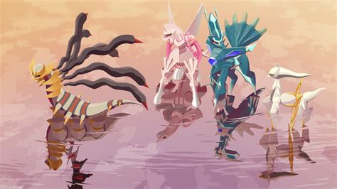Giratina Arceus Giratina Dialga Palkia And More Pokemon Drawn By Komepan Danbooru