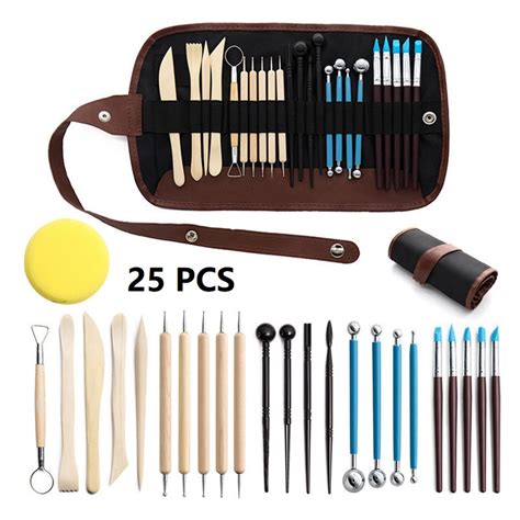 25pcs Clay Tools Sculpting Kit Sculpt Smoothing Wax Carving Pottery