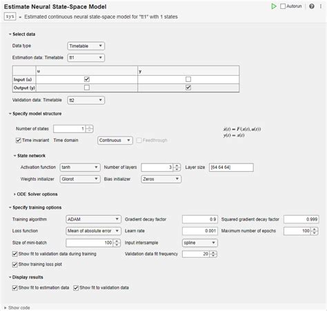 Estimate Neural State Space Model Estimate Neural State Space Model In The Live Editor MATLAB