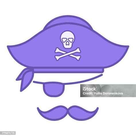 컬러 의상 아이콘입니다 벡터 아이콘입니다 두개골과 십자가가 있는 해적 모자 안대와 콧수염 파티웨어 브라질 카니발 컨셉 0명에 대한 스톡 벡터 아트 및 기타 이미지 Istock