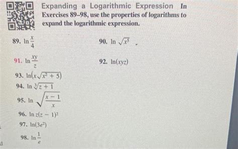 Solved Expanding A Logarithmic Expression In Exercises Chegg Com