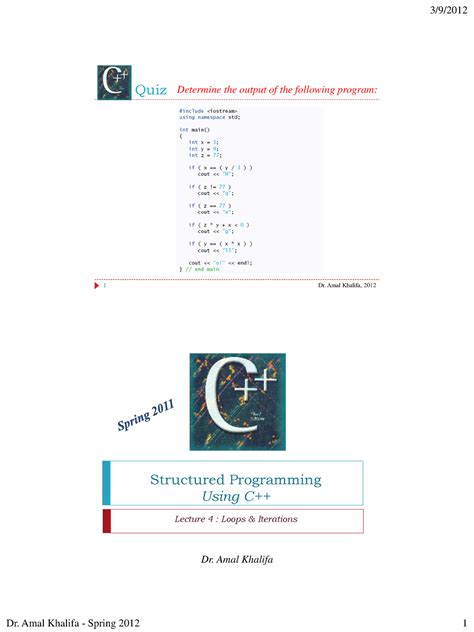 Lec4 Loops Lecture Notes 4 Quiz Determine The Output Of The