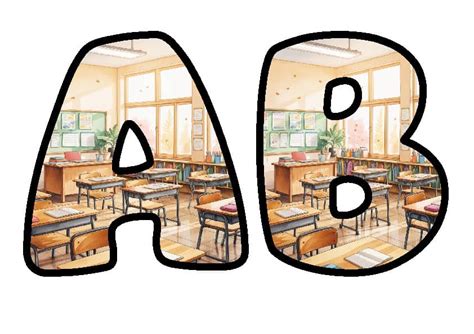 Happy Cute Classroom Desks Lettering Set Bulletin Board Display All Letters