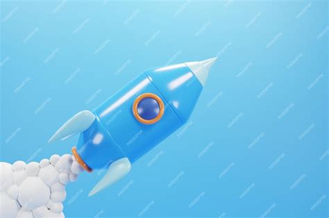 premium photo 3d rocket launch icon isolated on blue background 3d