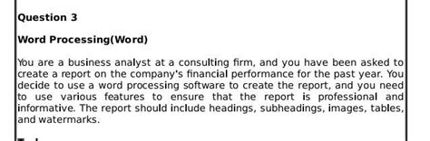 Word Processing Word You Are A Business Analyst At A Chegg Com
