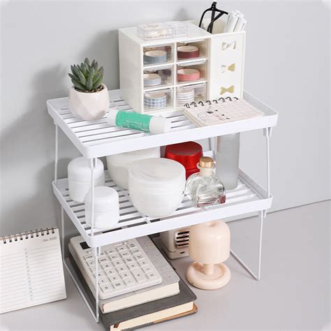 Auhomi Stackable Plastic Kitchen Storage Shelves Desktop Storage Rack For Placing Cups Tissue