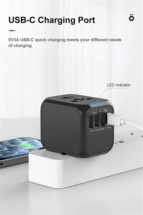 Extension Cord Usb W Pd Wall Power Travel Adaptor Multi Plug Universal Travel Adapter Dual