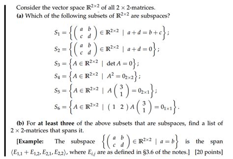 solved consider the vector space r 2 times 2 of all 2 times