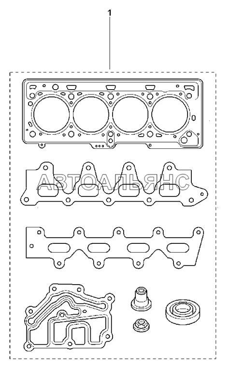 Комплект прокладок для двигателя (K4M) LADA Largus (Чертеж № 19: список ...