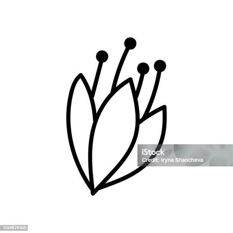 흰색에 고립 된 낙서 추상화 꽃 아이콘 에코 디자인 스케치 꽃 벡터 스톡 일러스트에 대한 싹과 어린이 손 그리기 라인 아트 분기 개요 Eps 10 0명에 대한 스톡 벡터