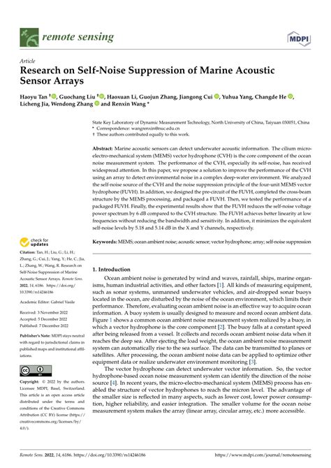 Pdf Research On Self Noise Suppression Of Marine Acoustic Sensor Arrays