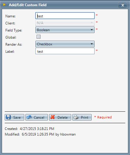 SIM Adding Editing Custom Fields