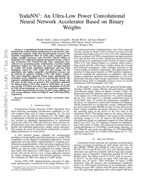 Pdf Yodann An Ultra Low Power Convolutional Neural Network Accelerator Based On Binary Weights