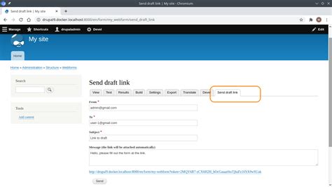 Webform Send Draft Link
