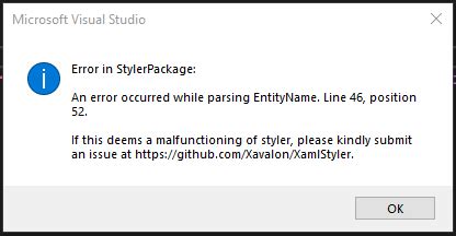 Error In StylerPackage Regarding Issue 449 Xavalon XamlStyler