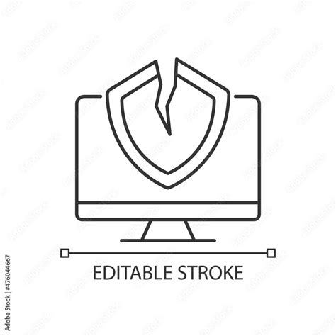 Cybersecurity Vulnerability Linear Icon System Weakness And Flaw Thin Line Customizable