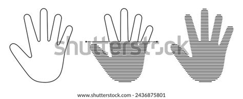Palm Print Recognition Icon Set User Stock Vector Royalty Free