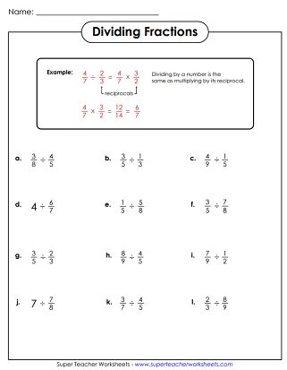 Dividing Fractions Worksheet USA Resources Worksheets Library