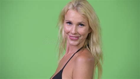 Happy Young Beautiful Blonde Woman Dancing In Bikini Stock Footage