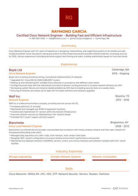 5 Cisco Network Engineer Resume Examples And Guide For 2024